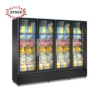 China Supermarket Vertical Freezer -18~-22° Frozen Food Display Refrigerator Glass Door Freezer for sale