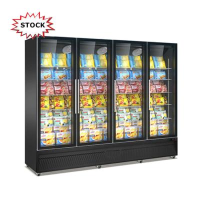 China Supermarket Vertical Freezer -18~-22° Frozen Food Display Refrigerator Glass Door Freezer for sale
