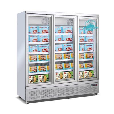China 1600L 3 Door R290 Upright Display Freezer 110V For Ice Cream for sale