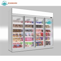 China Supermarket glass door display showcase upright freezer refrigerator with fan cooling system for sale