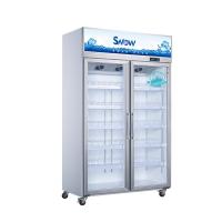 China Commercial Double Door Freezer Glass Door Upright Display Refrigerators Freezers for sale