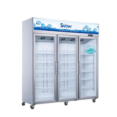 China Frozen products upright 1500 liter display freezer with glass door for sale