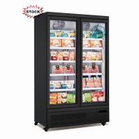 China Factory double glass door beverage display freezer refrigerator with good quality for supermarket for sale
