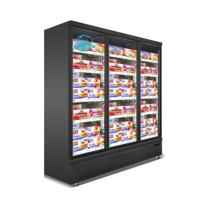 China Customized Upright Supermarket Glass Door Beverage Display Cooler Freezer for sale