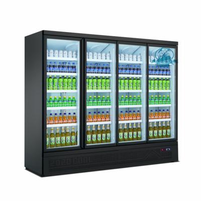 China Upright Beverage Display Cooler Four Glass Door Vertical Showcase Cold Drink/Soft Drink Refrigerator for sale