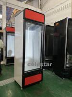 China 450L Commercial Single Glass Door Beverage Showcase Cooler Upright Display Freezer for sale