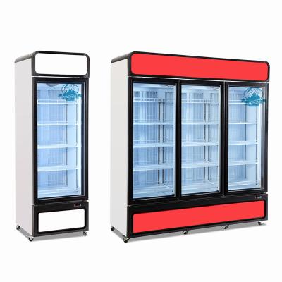 China Fan Cooling 1-2-3 Doors Upright Freezer Showcase For Ice Cream And Seafood for sale