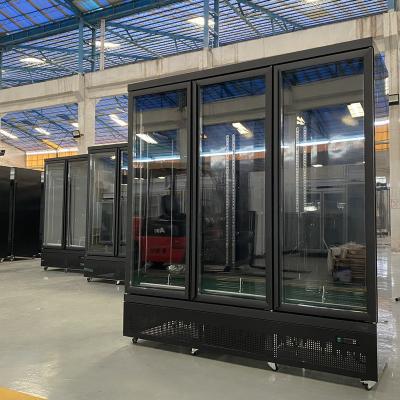 China Commercial Cold Drink Refrigerator 3 Doors Glass Freezer For Seafood Meat for sale