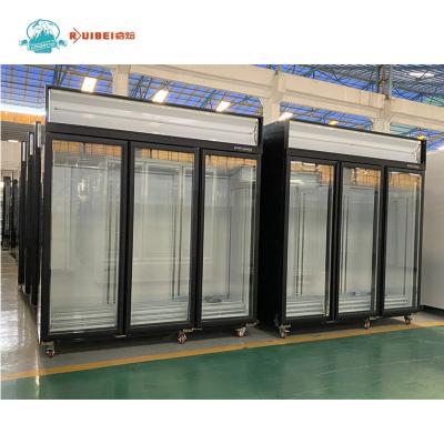 China -22C 3 Doors Upright Freezer Display Case Supermarket Refridgerators And Freezers for sale