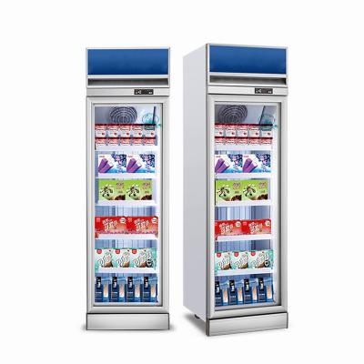 China Commercial Refrigeration Equipment Glass Door Chiller Beverage Display Cooler 400L Vertical Freezer for sale