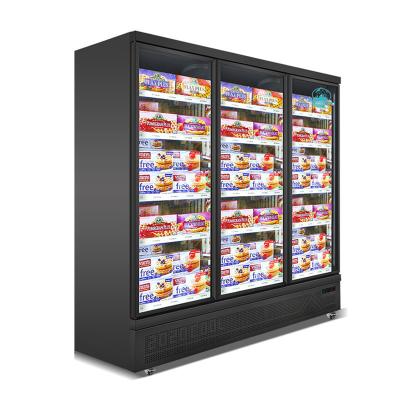 China Commercial Supermarkets 3 Doors Display Freezer,Defrosted Glass Door Freezer for sale