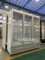 China 1600L 5 Layer Soft Drink Refrigerator Display Case Glass Door Upright Cooler for sale