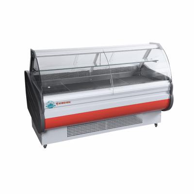 China ETL Approved Butchery Shop Glass Door Service Counter Deli Meat Show Case Refrigerator for sale