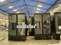 China Two Glass Door Energy Drink Fridge Upright Refrigerated Beverage Display Case for sale