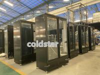 China Upright Glass 2 Doors Beverage Refrigerated Display Showcase for sale