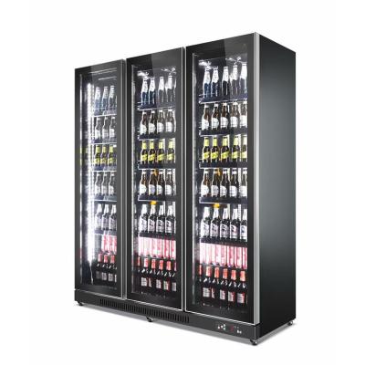 China Drinks Fridge Glass Bottle Fridge Bar Beverage 5 Shelfs Refrigerator Black Color for sale