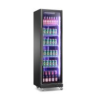 China Glass Door Drinks Fridge Soft Drink Beer Refrigerated Display Coolers Upright Single Door Cooler for sale
