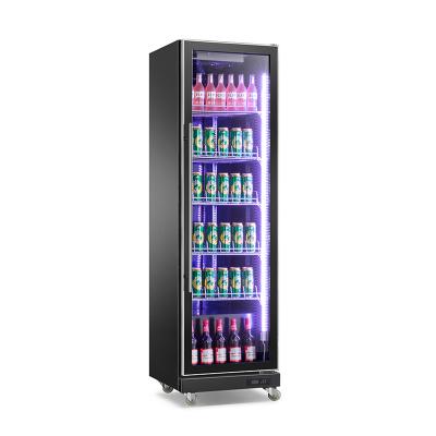 China Glass Door Drinks Fridge Soft Drink Beer Refrigerated Display Coolers Upright Single Door Cooler for sale