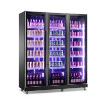 China Beer Bar Chiller Black Glass Door Refrigerator Upright Glass Bottle Beverage Cooler for sale
