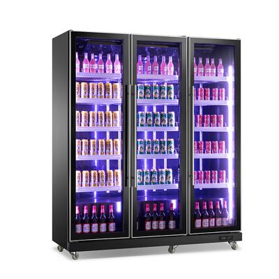 China Beer Bar Chiller Black Glass Door Refrigerator Upright Glass Bottle Beverage Cooler for sale