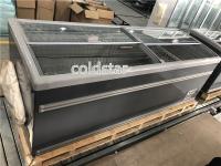 China Supermarket Refrigeration Equipment Frozen Food Glass Door Chest Island Fridge Freezer for sale