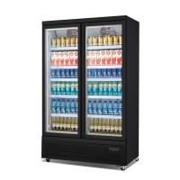 China Two Glass Door Energy Drink Fridge Upright Refrigerated Beverage Display Case for sale