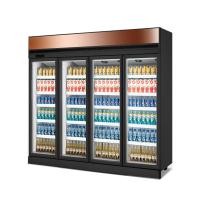 China Upright 4 Glass Doors Supermarket Beverage Refrigerated Display Showcase for sale