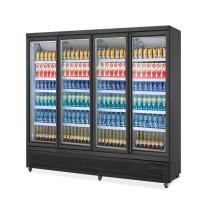 China Supermarket Vertical Glass Door Refrigerated Showcase Beverage Cooler Black for sale
