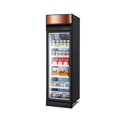 China Supermarket Upright Freezing Showcase 400L Meat Beef Seafood Freezer for sale