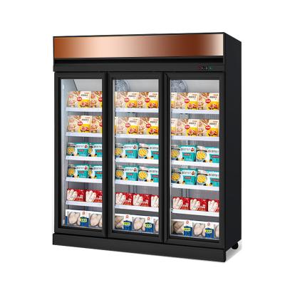 China Supermarket Upright Glass Door Air Cooled Freezer Showcase for sale