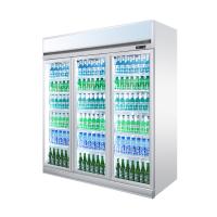 China Convenience Store Upright Glass Door Beverage Display Cooler 3 Doors Refrigerator for sale