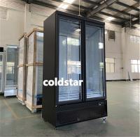 China -22C Commercial upright dynamic cooling double 2 glass door freezer showcase ice cream display freezer for sale