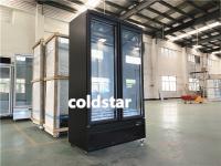 China Supermarket Upright Double Door Drink Bottle Refrigerator Cooler Beverage Showcase for sale