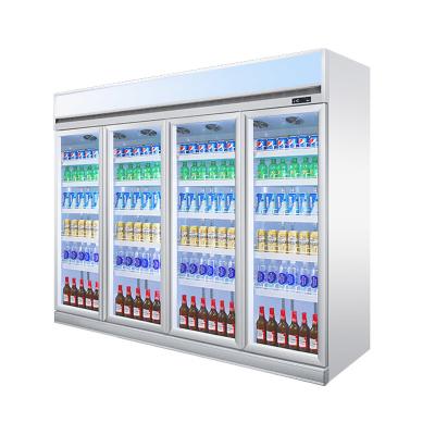 China Commercial 4 Doors Upright Beverage Display Refrigerator Glass Door Cooler for sale