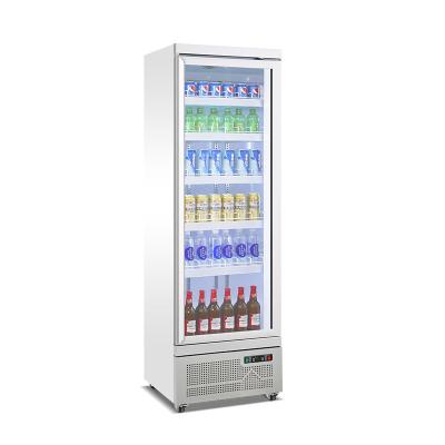 China Glass Door Drinks Fridge Soft Drink Beer Refrigerated Display Coolers Upright Single Door Cooler for sale