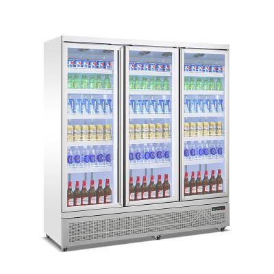 China Triple Glass Door Display Freezer Cooler Drink Milk Beverage Refrigerated Showcase With Fan Cooling for sale