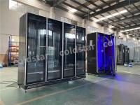China Drinks Beer Auto Defrost 4 Doors Cooler Commercial Display Fridge With 4 Wheels for sale
