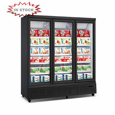 China Fan Cooling Supermarket Glass Showcase Cold Drink Display Refrigerator Freezer for sale
