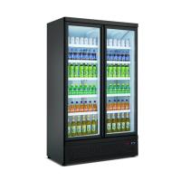 China Double Door Vertical Refrigerator Showcase Energy Drink Cold Storage Display Fridge for sale