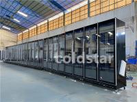 China Drinks Beer Auto Defrost 4 Doors Cooler Commercial Display Fridge With 4 Wheels for sale