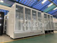 China Commercial Glass Door Vertical Refrigerated Display Case For Displaying Cold Drinks Milk for sale