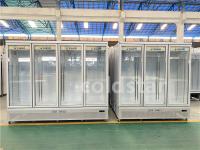 China Commercial Glass Door Vertical Refrigerated Display Case For Displaying Cold Drinks Milk for sale