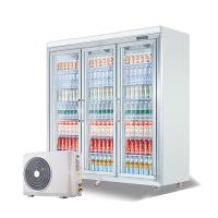 China 3-4-5-6 Glass Door Split Refrigerator Upright Display Fridge Commercial Display Chiller Remote System for sale