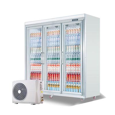 China 3-4-5-6 Glass Door Split Refrigerator Upright Display Fridge Commercial Display Chiller Remote System for sale