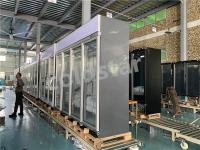China Supermarket Vertical Glass Door Multideck Refrigerated Chiller Showcase for sale