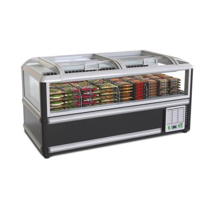 China Kitchen Glass Door Combine Island Ice Chest Freezer Supermarket for sale