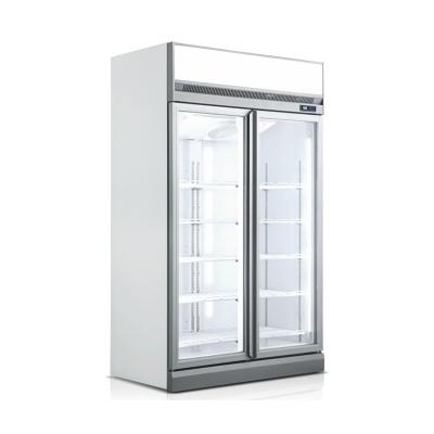 China Supermarket Refrigeration Equipment Double Door Vertical Display Refrigerator for sale
