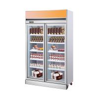 China 1000L Upright Freezer Showcase Supermarket Glass Door Cooler for sale