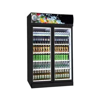 China Commercial Drink Milk Chiller Upright Glass Door Display Refrigerator With Digital Controller for sale