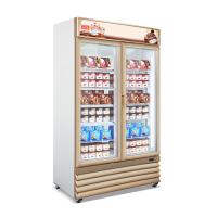 China 800L Glass Double Door Upright Display Freezer for sale